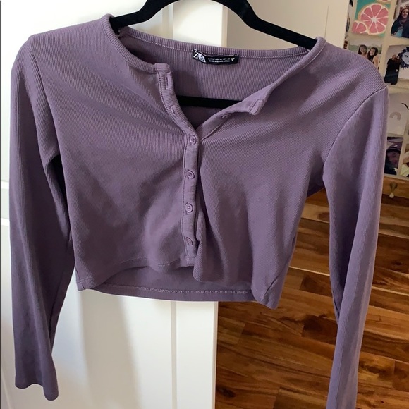Zara | Tops | Purple Button Up Cardigan | Poshmark